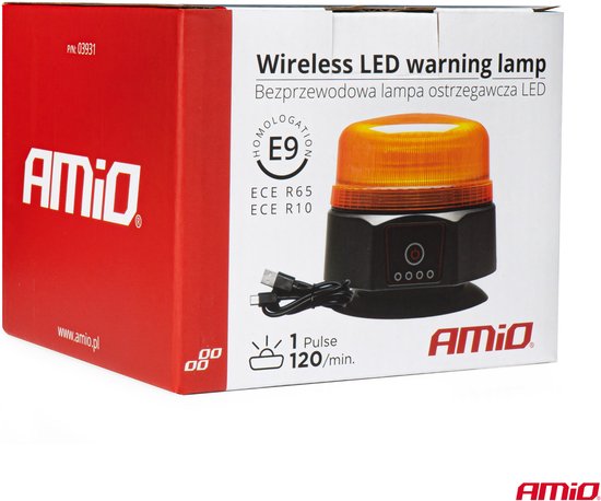 AMiO Stroboscoop Zwaailicht Draadloze LED Waarschuwingslamp Magnetisch R65 R10 12/24V... | bol