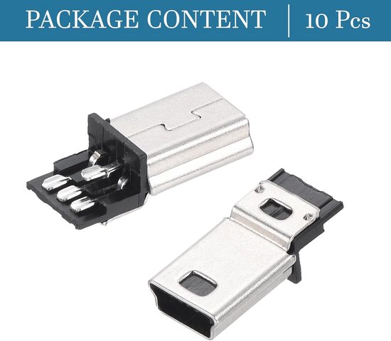 10x Mini USB Type B Stekkers 5-polig voor PCB Montage en Solderen ...