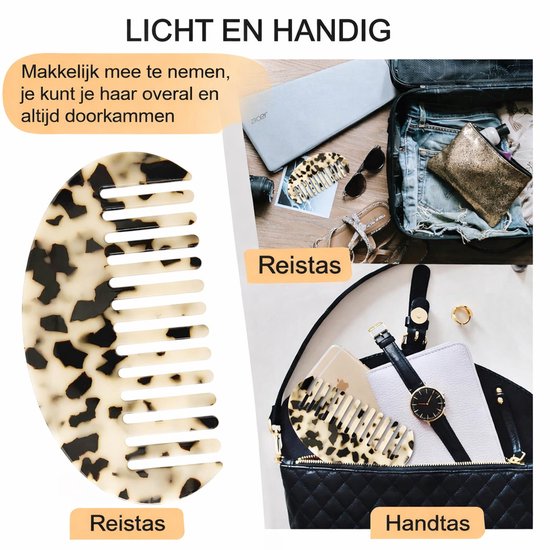 Haarkam – Acetaat – Brede Tanden – Alle Haartypes – Donkerbruin | bol