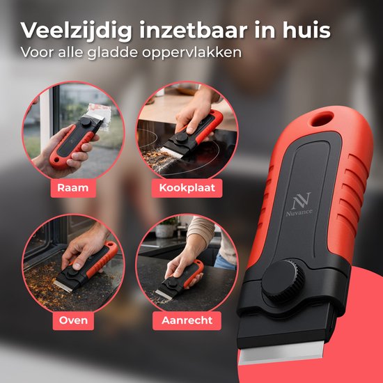 Nuvance Glasschraper - Incl 16 Mesjes - Kookplaat Reiniger - Glas ...