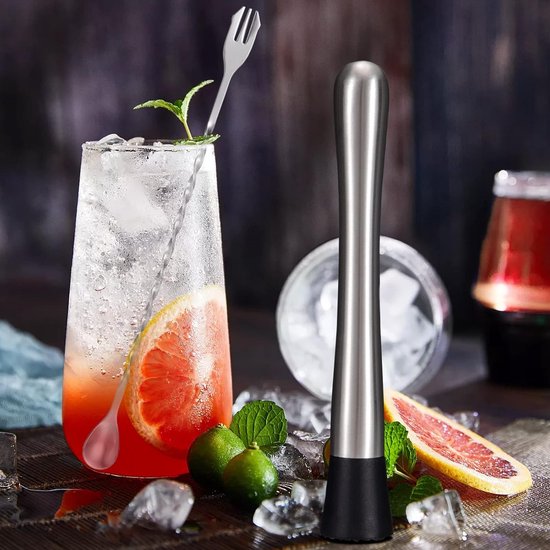 Cocktail Pestle en Bar Spoon Set - 21cm Crushed Ice Hammer - 26cm ...