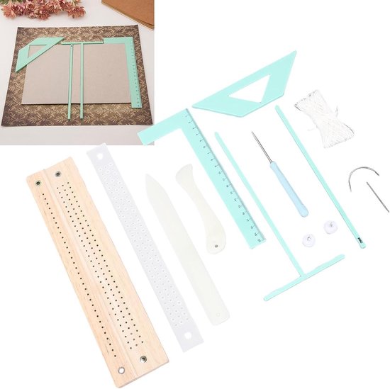 Houten Bookbinding Tool Set: Handtekening Pons + Punch Gids + Naalden | bol