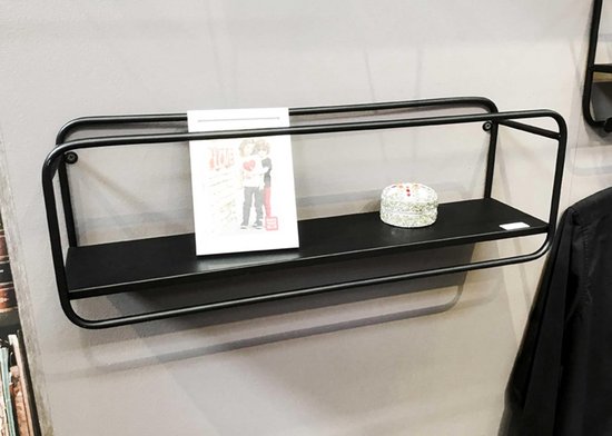Zwarte Metalen Wandplank met Haakjes - Modern en Praktisch | bol