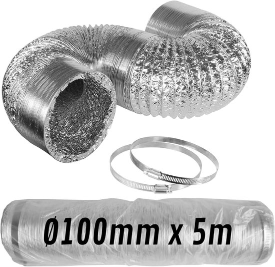 Flexibele Aluminium Ventilatieslang Diameter 100 mm, 5 Meter Lengte ...
