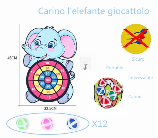 Children's Dart Board - Elephant - Dart Set for Kids - Indoor and ...