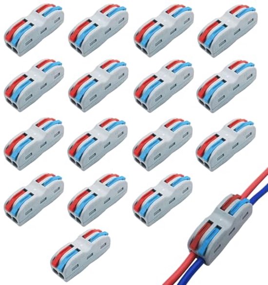 Kabelverbinders 16 stuks - 2-polige klinkklemmen met hendel voor snelle verbinding | bol