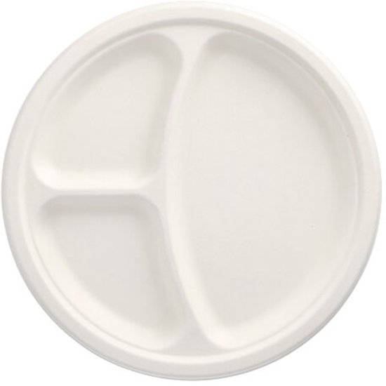 50 Borden van suikerriet pure 3-vaks Ø 26 cm · 2 cm wit | bol