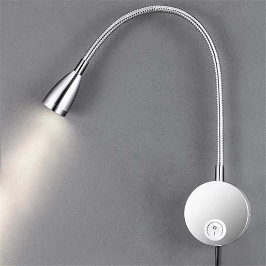 Leeslamp, 360° flexibele LED-wandlamp Leeslamp Wit Warm 3000K Aluminium ...