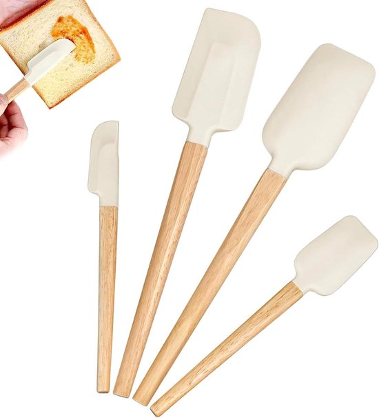 Premium Keukenspatel Set - 4 stuks deegspatels met beukenhouten ...