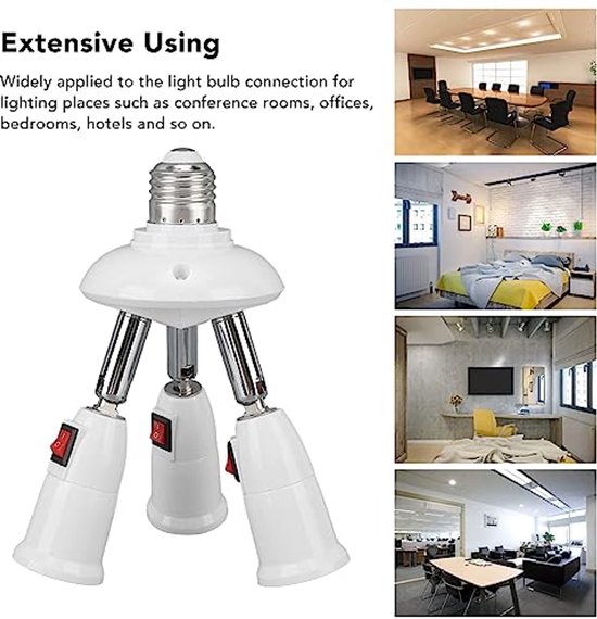 E27 E26 Light Socket Splitter Adapter Converter 3 in 1, Lamp Adapter ...