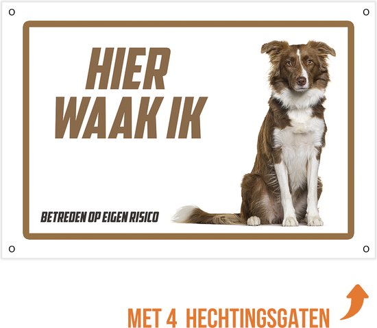 Waakbord/ bord alu di-bond | "Hier waak ik" | 30 x 20 cm | Bordercollie ...