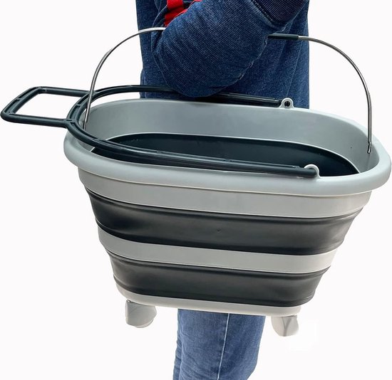 17 liter opvouwbare wasmand van kunststof met handvat en wielen ...