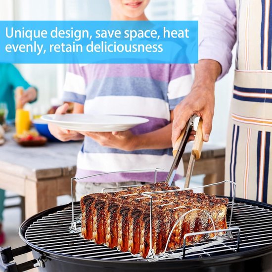 Spareribs Holder Grill BBQ Grill Stainless Steel Lid Holder Roasting ...