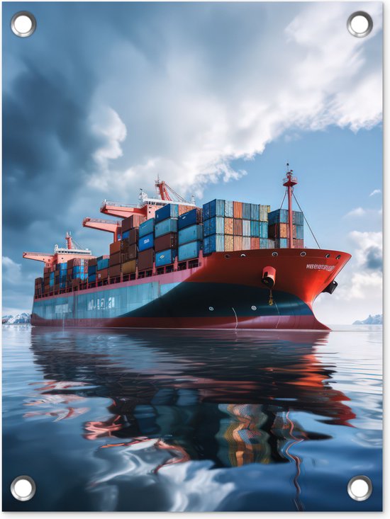 Tuin decoratie Boot - Vrachtschip - Containers - Zee - Haven - 30x40 cm ...