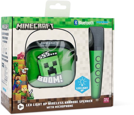 Minecraft - draadloze karaoke set - bluetooth speaker & microfoon - met ...