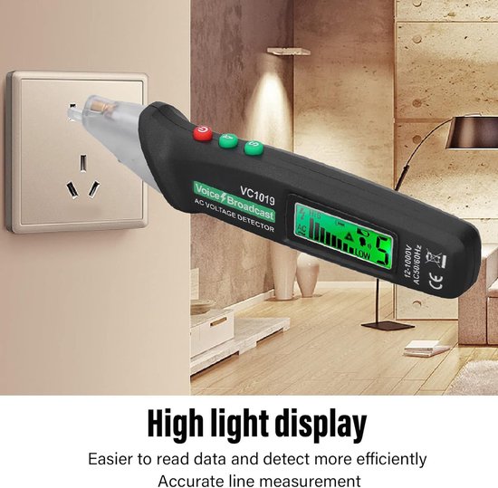 VC1019 Voltage Detector Pen, Contactless Voltage Tester with LCD Screen ...
