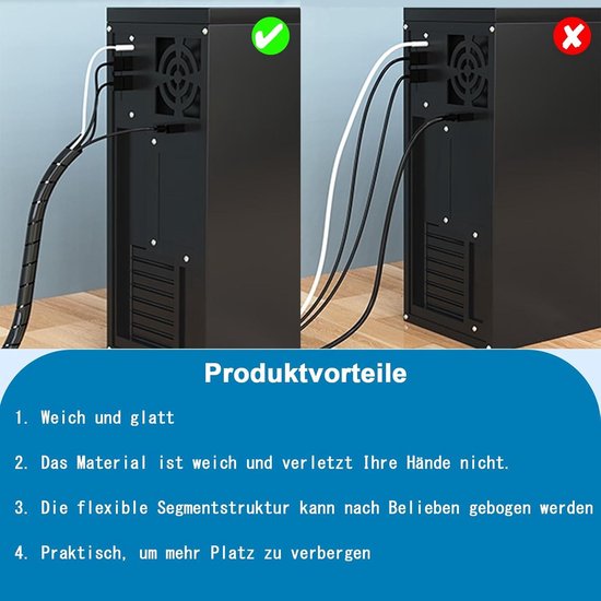 Universele Spiraal Kabelhuls voor Kabelbeheer in Zwart - Kabelgoot voor ...