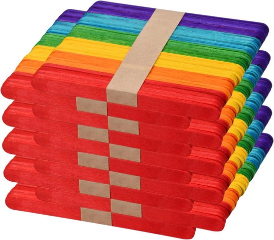 500 stuks Kleurrijke Houten Stokjes voor Knutselen en Handwerk ...