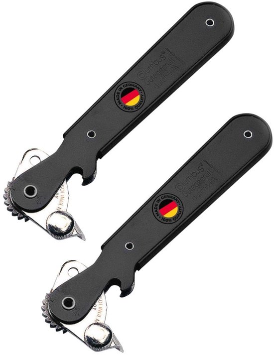 Blikopener met Flesopener - Ergonomisch en Duurzaam - 2 Stuks - Zwart ...