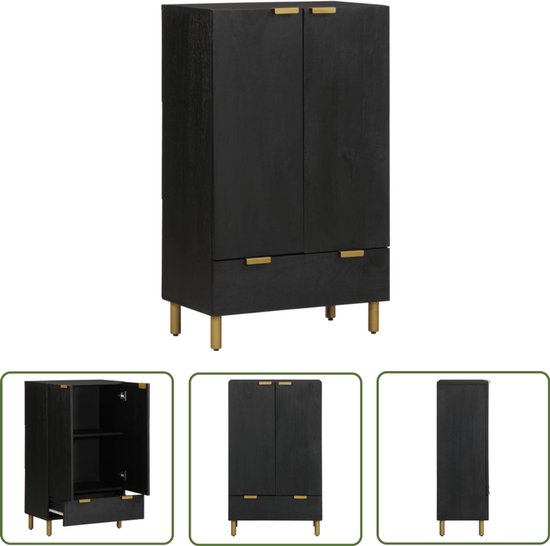 vidaXL Zwarte Kast - Hoog Kast - Hoge kast 60x33x100 cm bewerkt hout ...