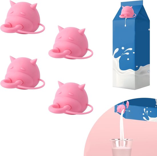 4pcs Cow Udder Milk Carton Caps, Silicone Pouring Cap Reusable Pouring ...
