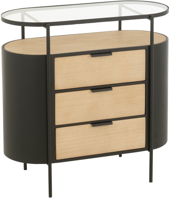 J-Line Kast Avy Ijzer Naturel/Zwart | bol