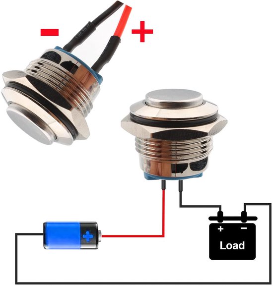 Drukknop Set 12V Mini 16mm RVS met Draad voor Arduino | bol