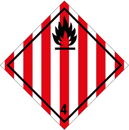 ADR klasse 4.1 brandbare vaste stoffen stickers op rol - 20 x 20 cm ...