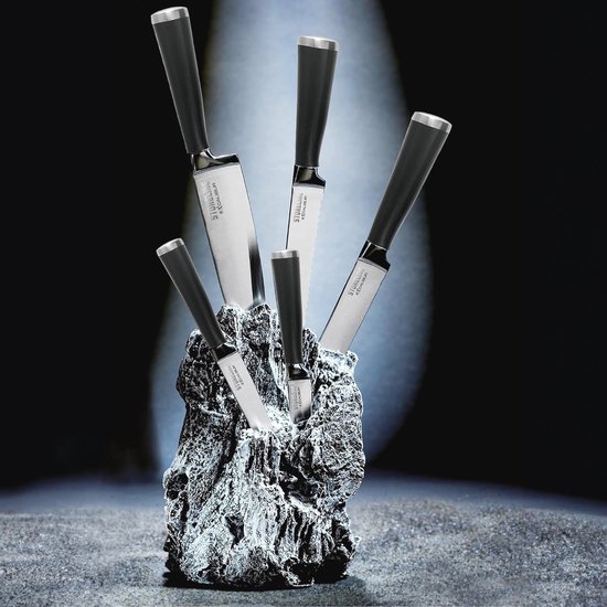 7-delig Rvs Messen Set met Messenblok - Ergonomische en Scherpe ...