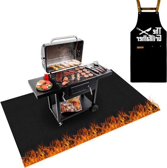 Outdoor Grill Mat 160 x 130 cm - Extra Large Fire Retardant Mat for ...