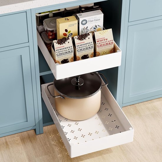 Uitschuifbare Keukenkast Lade Organizer zonder Boren of Spijkeren ...