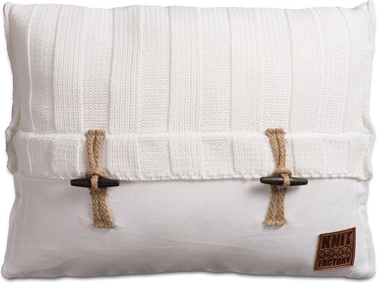 Knit Factory 6x6 Rib Sierkussen - Wit - 60x40 cm - Kussenhoes inclusief ...