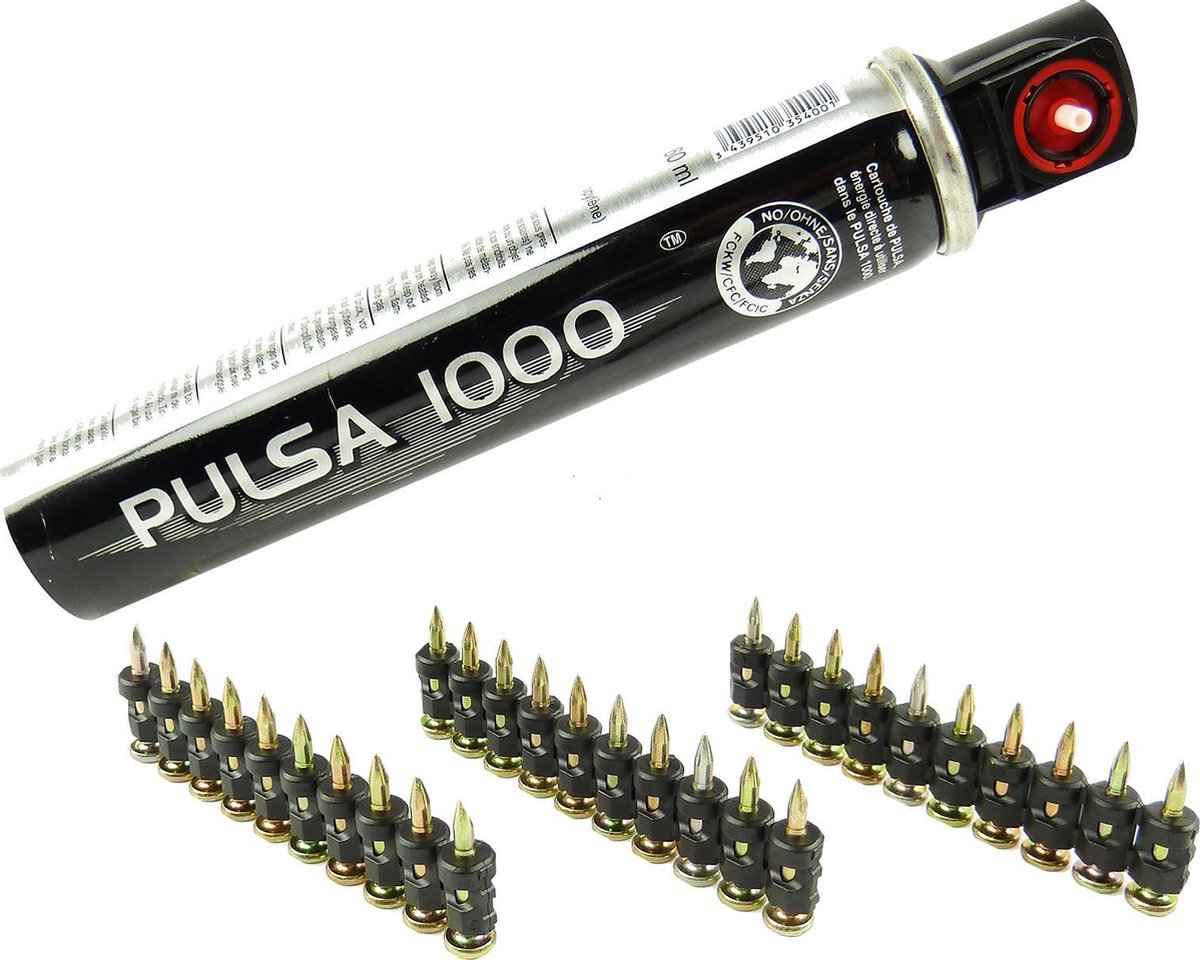 500x SPIT PULSA 1000 nagels Directe bevestiging + 1x gaspatroon - 15mm ...