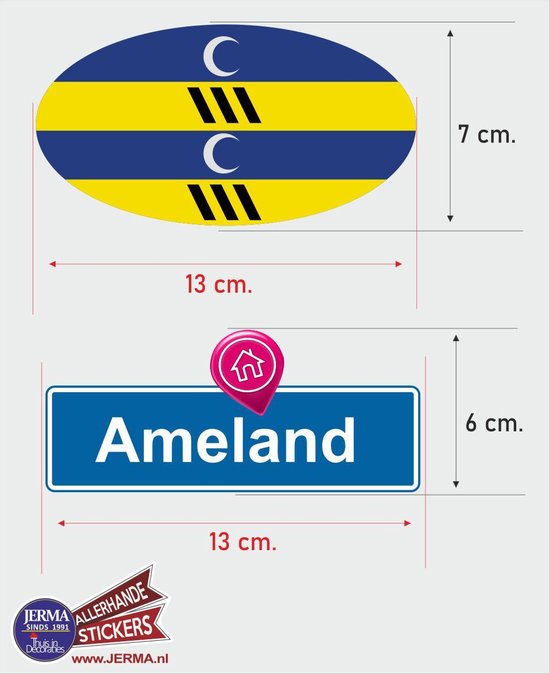 Ameland eiland vlaggen auto stickers set van 2 stickers | bol.com