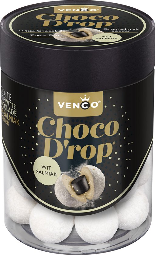 Venco dropchocolade - Choco drop Witte chocolade en salmiak - snoeppot ...