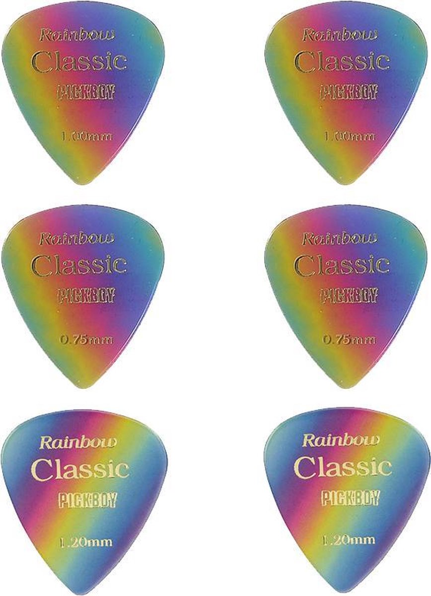 Pickboy Celltex RAINBOW SET 0.75mm - 1.20mm plectrum 6-pack | bol.com