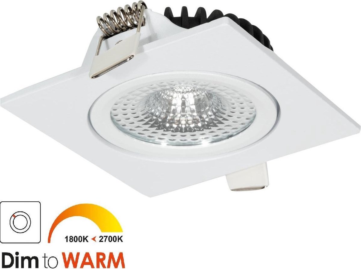 LED Inbouwspot Kantelbaar Vierkant - Wit - 1800-2700 Kelvin Dim to Warm ...