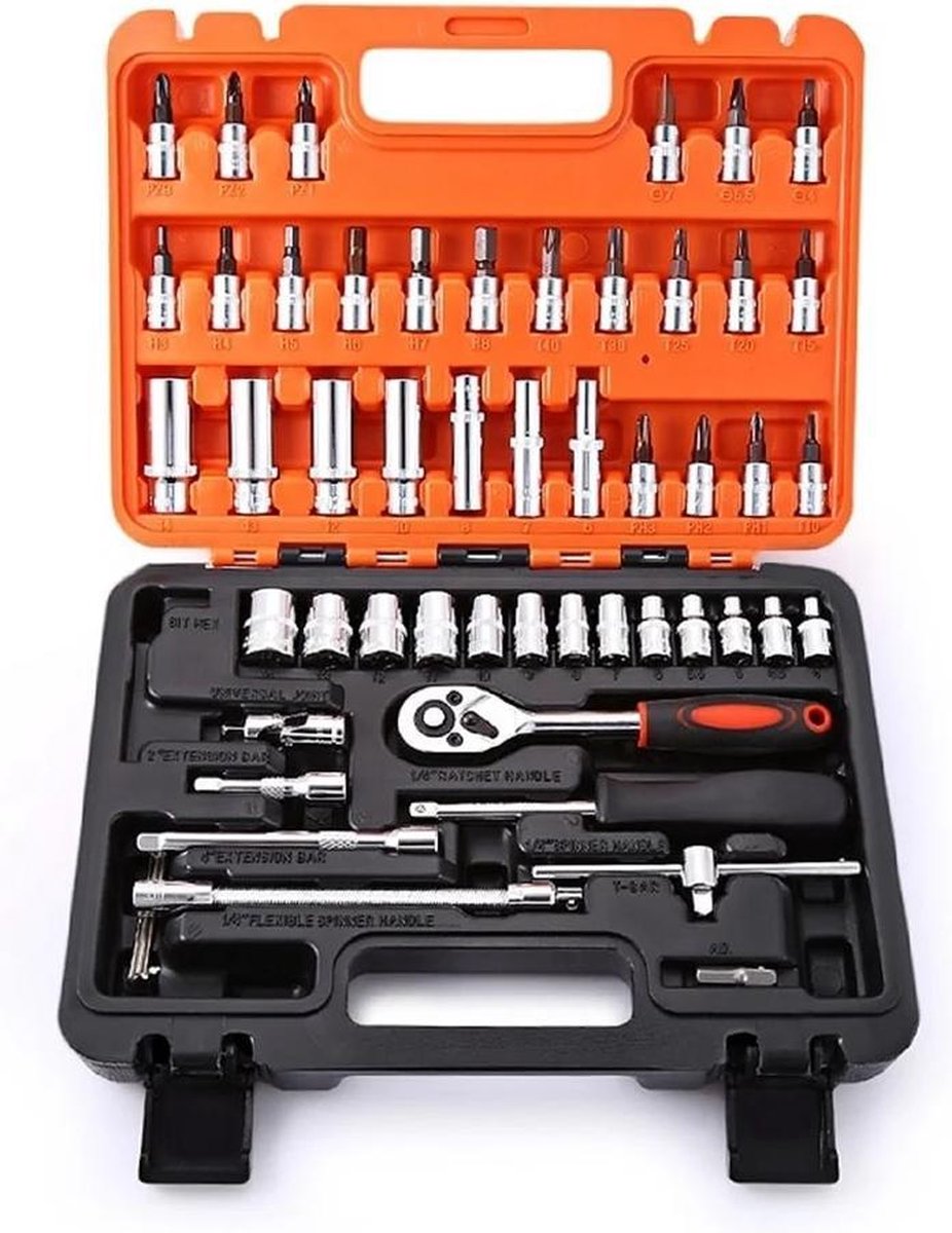 Dopsleutelset - Dopsleutelset ¼ - Chroom-vanadiumstaal - 53 delig | bol.com