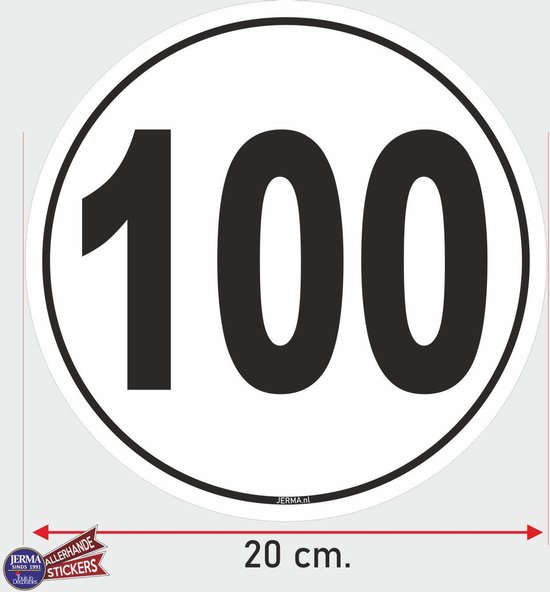 Snelheidssticker zwart/wit max. 100 km 20 cm groot. | bol.com