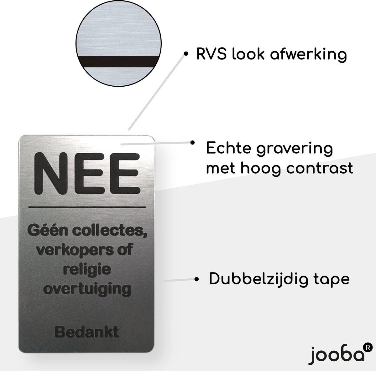 NEE Geen collectes verkopers sticker - Nee sticker - Zwart / RVS kleur ...