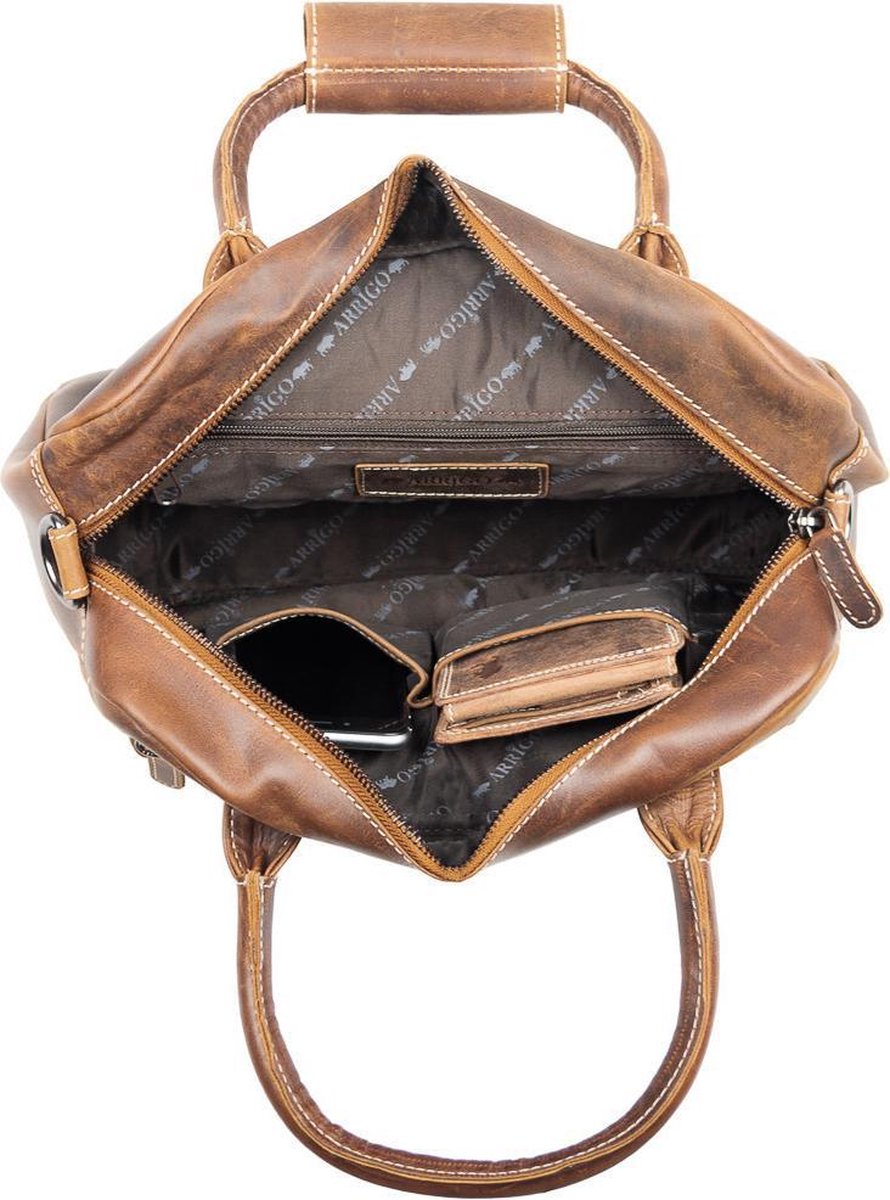 Dames Tas - Echt Leer - Cognac – Medium Formaat - Westernbag | bol.com