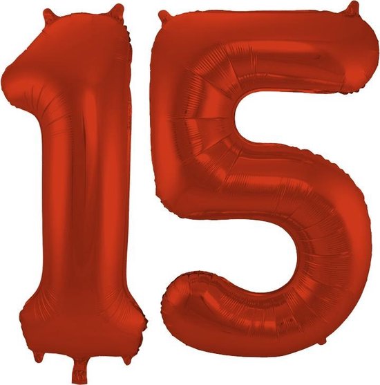 Cijfer 15 Rood Helium 86 cm | bol.com