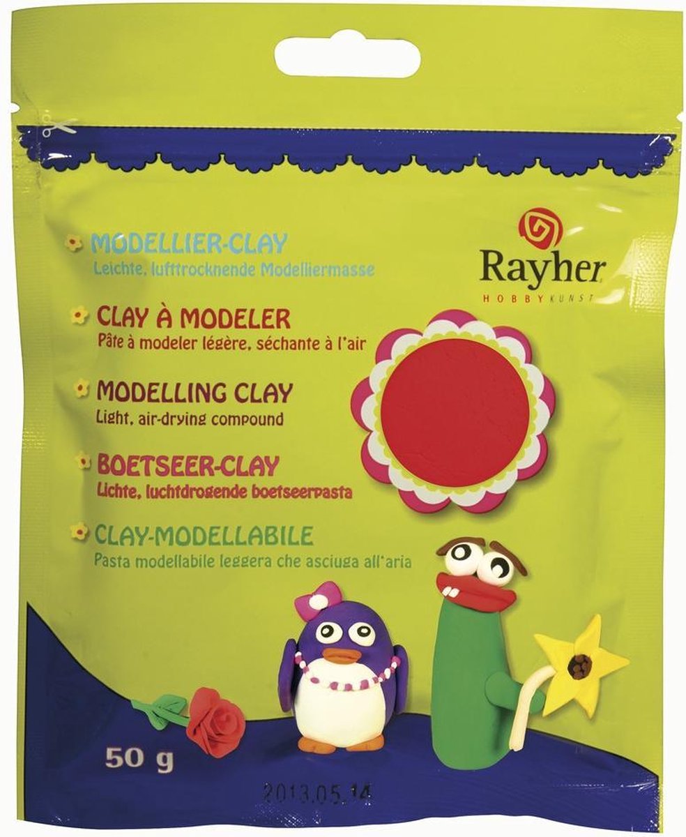 Boetseer klei rood 150 gram - Hobby knutsel boetseerklei | bol.com
