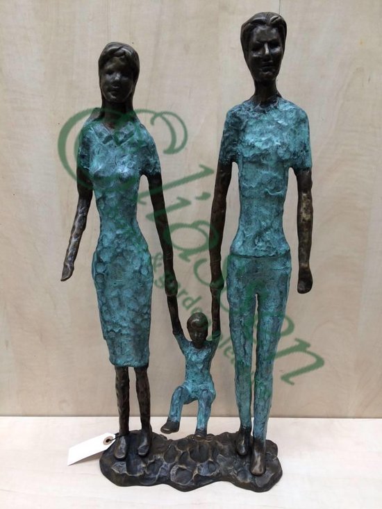 Beeld Brons Modern Koppel Met Kind | Bronzen Beelden | Moderne Bronzen ...