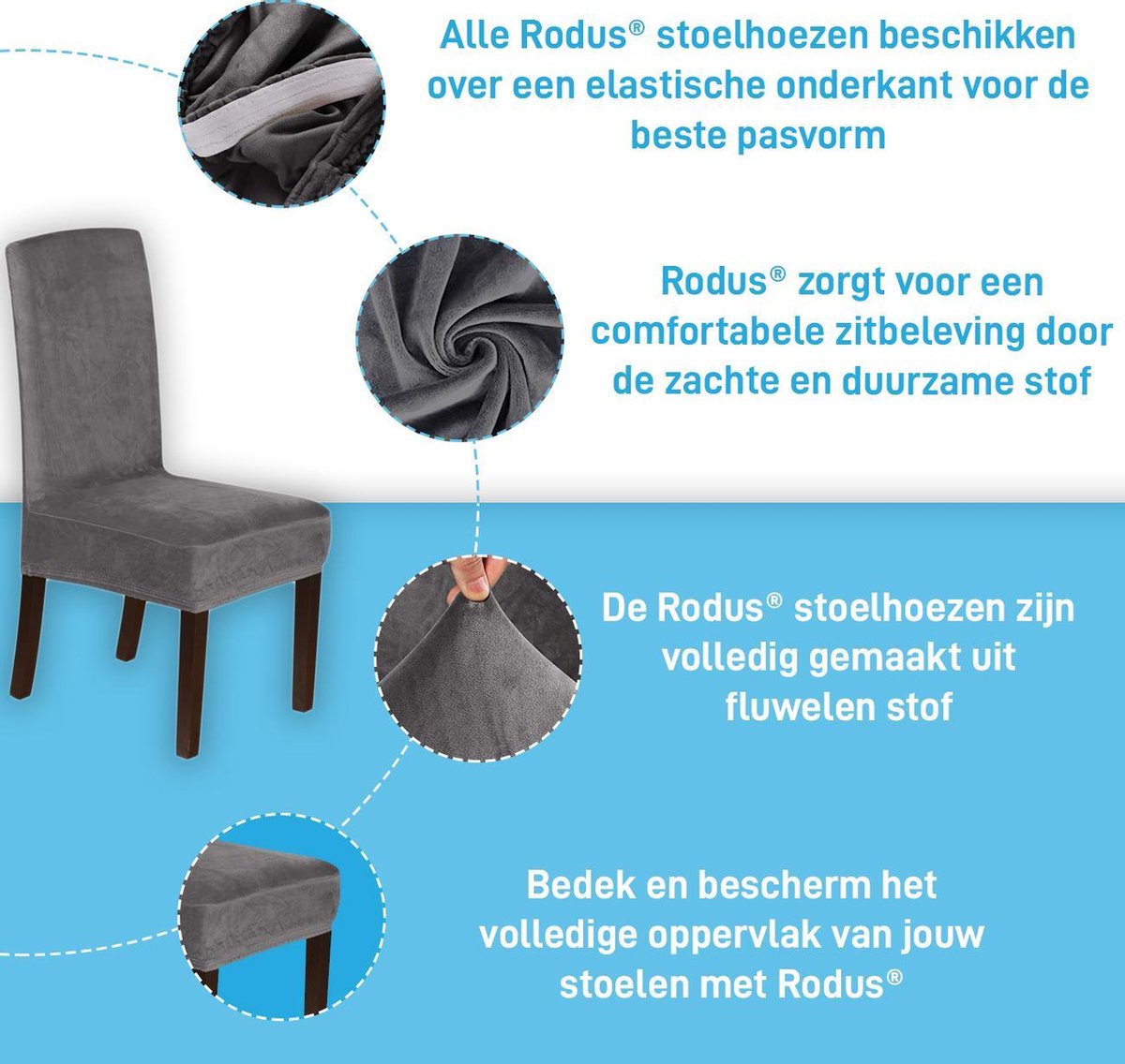 Rodus® Stoelhoezen Eetkamerstoelen Stretch - 6 Stuks Stoelhoes ...
