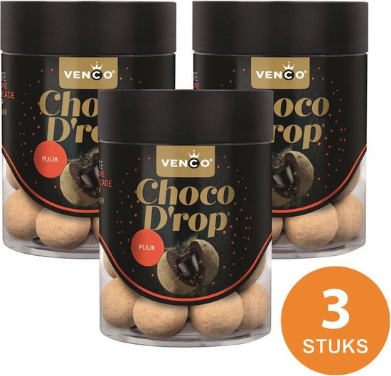Venco dropchocolade - Choco drop Pure chocolade - 3 snoeppotten á 146 ...