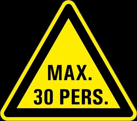 Waarschuwingssticker max. 30 personen 100 mm | bol