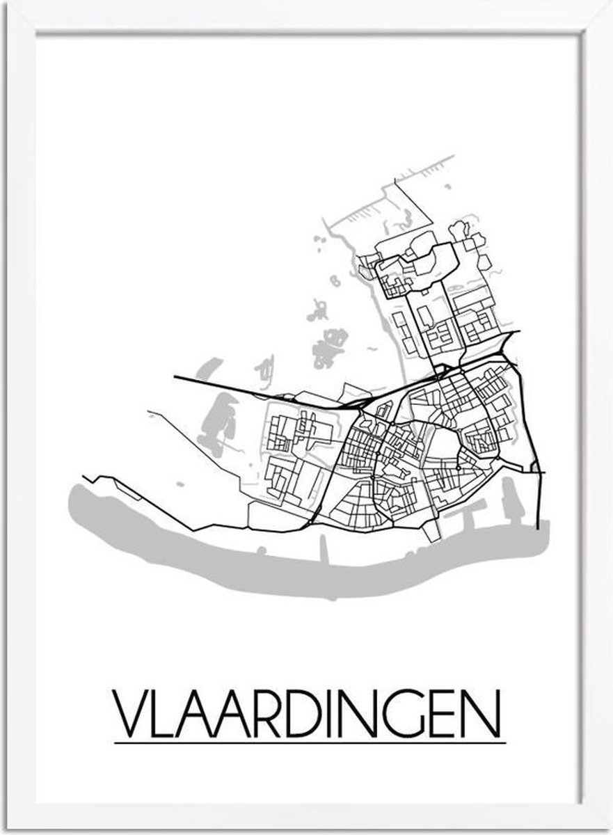 Vlaardingen Plattegrond poster A3 + Fotolijst wit (29,7x42cm ...