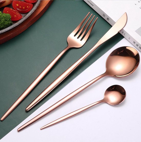 Premium Rose Bestek - 4 Delig - Vaatwasserbestendig - Rose - Bestek ...