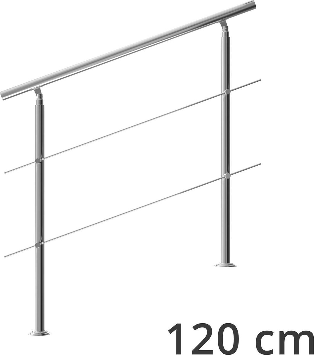 Monzana Trapleuning roestvrij staal 120cm 2 schoren | bol.com